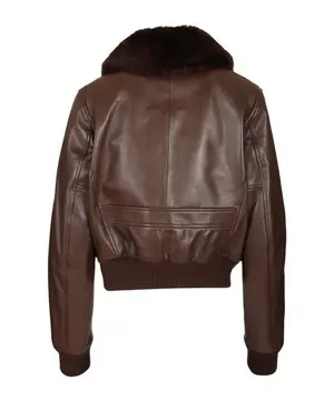 Celine Aviator Blouson Jacket In Calfskin With Fur Collar