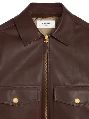 Celine Aviator Blouson Jacket In Calfskin With Fur Collar