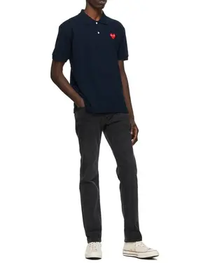 Play Comme Des Garcon Heart Patch Polo Shirt