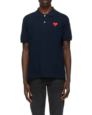 Play Comme Des Garcon Heart Patch Polo Shirt