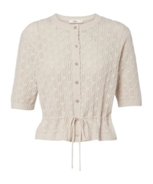 FRAME Short-sleeved Knitwear With Button Closure And Tie Detail - Nude