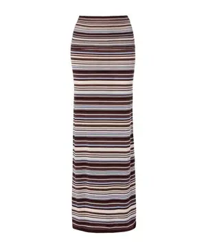 AYA MUSE Knit Striped Midi Skirt - Red