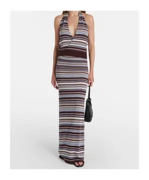 AYA MUSE Knit Striped Midi Skirt