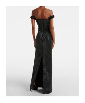 Roland Mouret Crystal-embellished Off-shoulder Gown