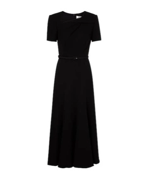 Roland Mouret Belted Crêpe Midi Dress - Black