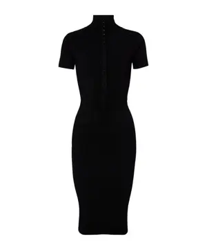 MUGLER Ribbed Knit Dress - Black