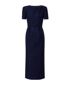 Roland Mouret Belted Boucle Midi Dress - Blue