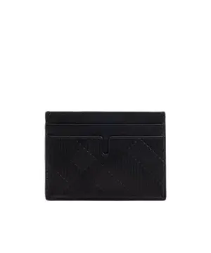 Burberry Check-embossed Open Top Cardholder - Black