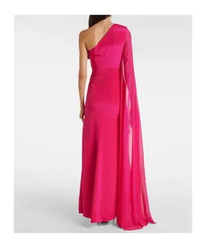 Roland Mouret Asymmetrical One-shoulder Silk Chiffon Gown With Slit