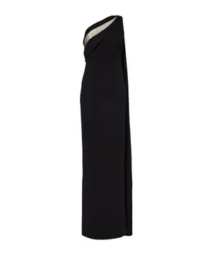 Roland Mouret Embellished One-shoulder Cady Gown - Black
