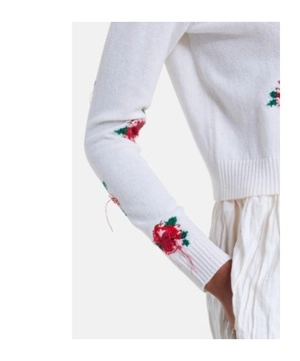 SHUSHU/TONG Long-sleeved Knitted Cardigan With Floral Print