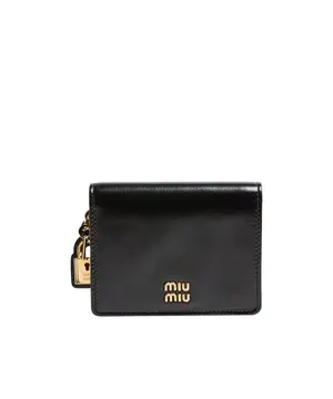 Miu Miu Leather Coin Purse With Padlock Details