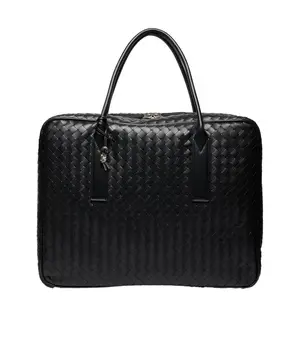 Bottega Veneta Getaway Logo Briefcase - Black