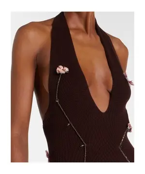 AYA MUSE Floral Appliqué Knit Dress