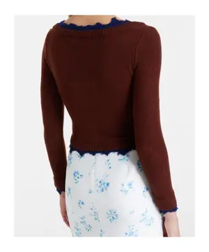 SHUSHU/TONG Long-sleeved Knitted Cardigan With V-neck