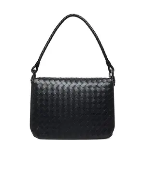 Bottega Veneta Swing Messenger Shoulder Bag - Black