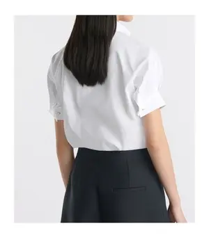Dior Cotton Poplin Blouse With Puff Sleeves And Bee Embroidery