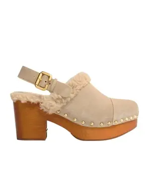 Chloé Jeannette Wooden-soled High-heeled Sandals - Nude