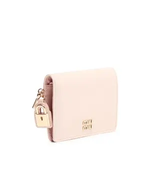 Miu Miu Leather Coin Purse With Padlock Details