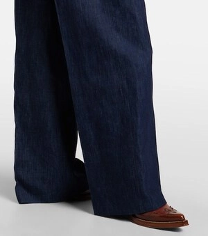 Gabriela Hearst Belted Denim Wide-leg Pants