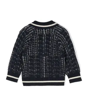 Emporio Armani Logo-embroidered Marl-knit Cardigan
