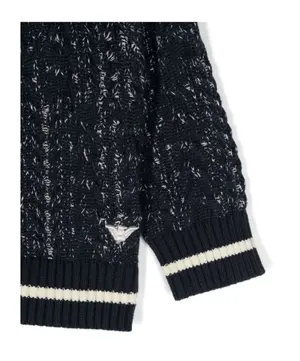 Emporio Armani Logo-embroidered Marl-knit Cardigan