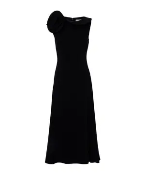Roland Mouret Floral-appliqué Crêpe Midi Dress - Black