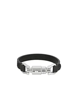 Gucci Leather Piston Closure Bracelet - Black