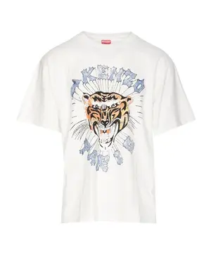 Kenzo Logo Tiger Printed Crewneck T-shirt