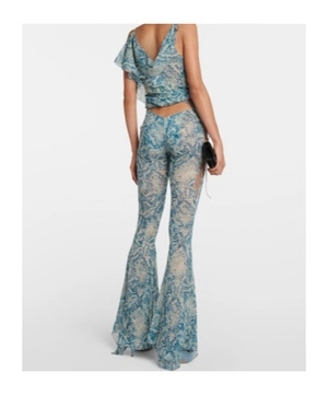 KNWLS Printed Low-rise Silk-blend Flare Pants