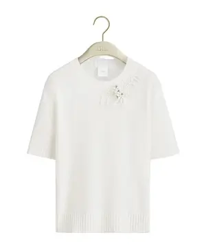 Dior Short-sleeved Sweater With Bouquet Embroidery