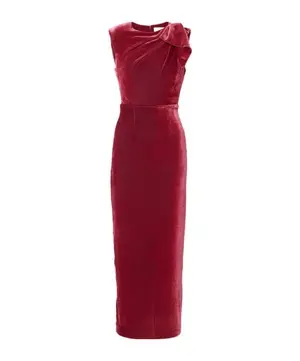 Roland Mouret Bow-detail Velvet Maxi Dress - Red
