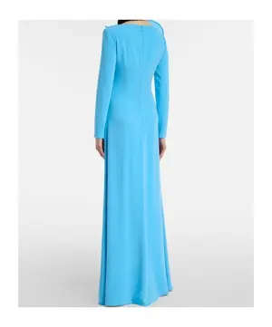 Roland Mouret Floral-appliqué Long-sleeve Gown - Blue