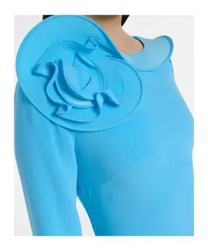Roland Mouret Floral-appliqué Long-sleeve Gown - Blue