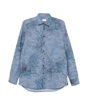 Etro Tone-on-tone Safari-print Shirt - Blue