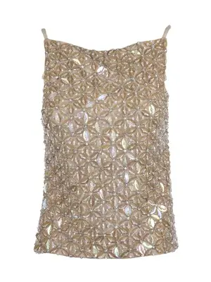 P.a.r.o.s.h Sequin Embroidered Top - Beige