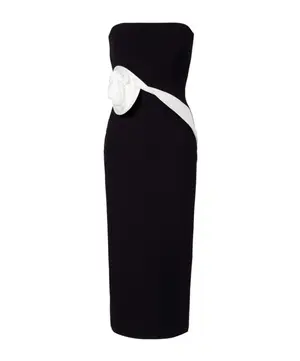 Roland Mouret Floral-applique Crepe Midi Dress - Black