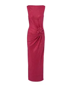 Roland Mouret Floral-appliqué Embellished Gathered Maxi Dress - Red