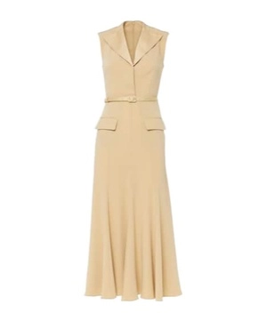 Roland Mouret Belted Crêpe Satin Midi Dress - Nude