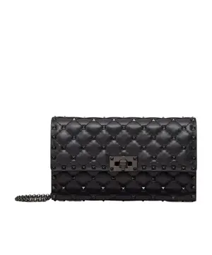 Valentino Garavani Rockstud Logo Clutch - Black