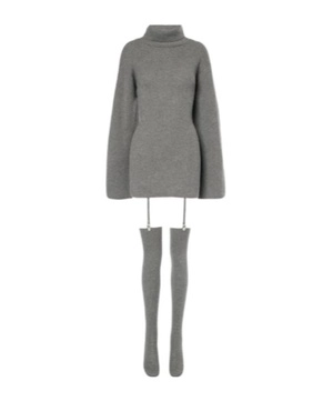 AYA MUSE Cursa Turtleneck Cashmere Minidress With Socks - Gray