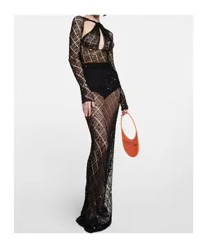 Coperni Shimmery Sequined Crochet Maxi Dress