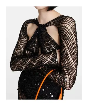 Coperni Shimmery Sequined Crochet Maxi Dress