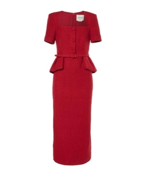 Roland Mouret Boucle Midi Dress - Red