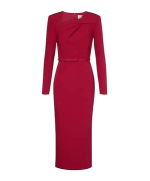 Roland Mouret Belted Crêpe Midi Dress - Red