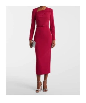 Roland Mouret Belted Crêpe Midi Dress - Red
