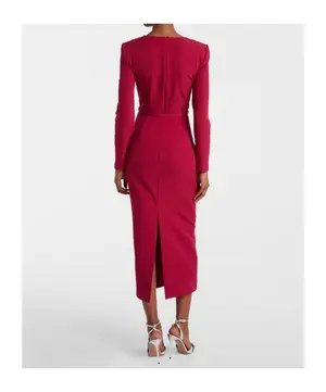 Roland Mouret Belted Crêpe Midi Dress - Red