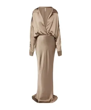 Norma Kamali Long-sleeved Gown - Brown