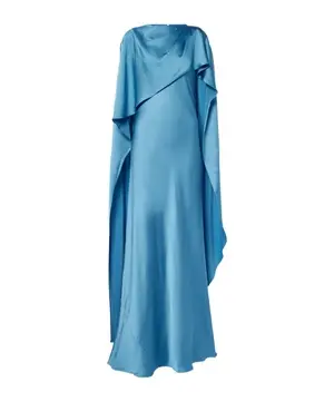 Simkhai Izel Caped Satin Gown - Blue