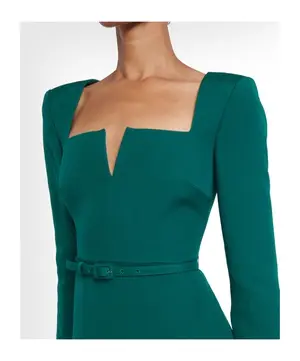 Roland Mouret Belted Wool And Silk Midi Dress